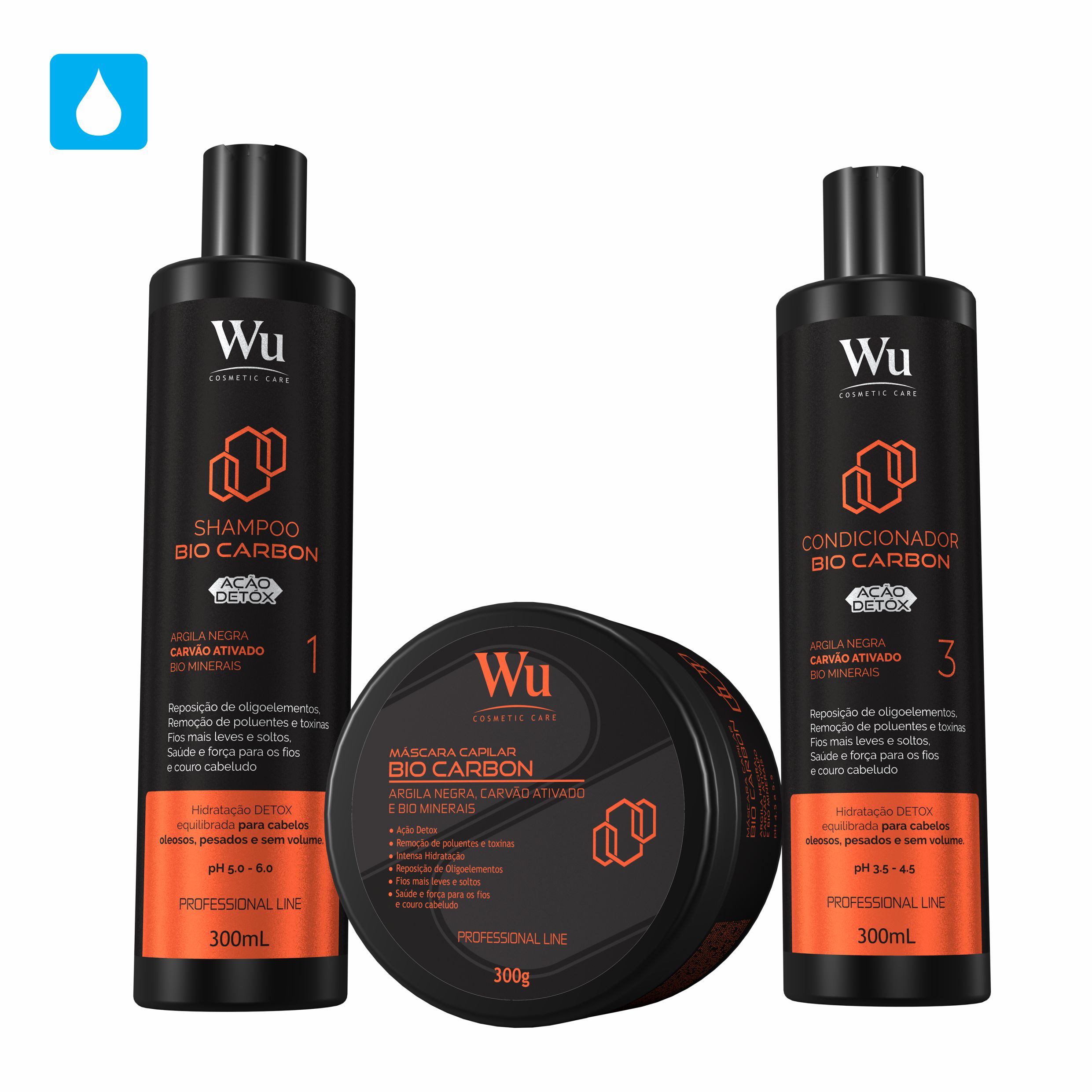 LINHA BIO CARBON 300ml - Wu Cosmetic Care